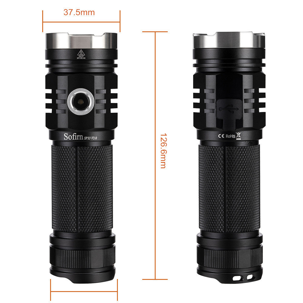 SP33 V3 LED Flashlight Cree XHP50.2 USB-C Direct Charge 3500lm – Myobok
